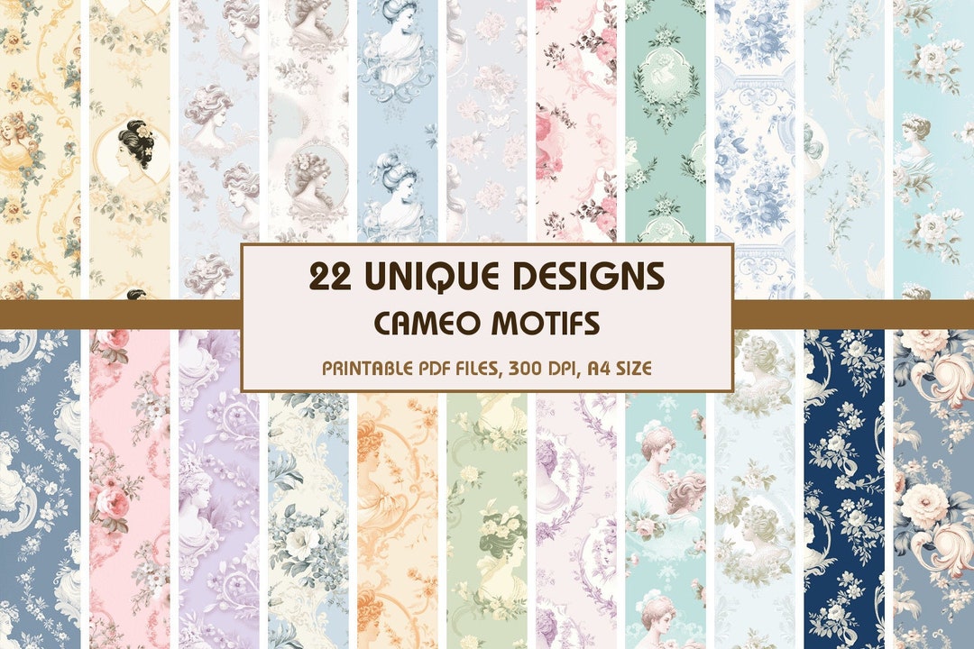 22 Cameo Motifs Dollhouse Wallpaper, Printable Wallpaper Download ...
