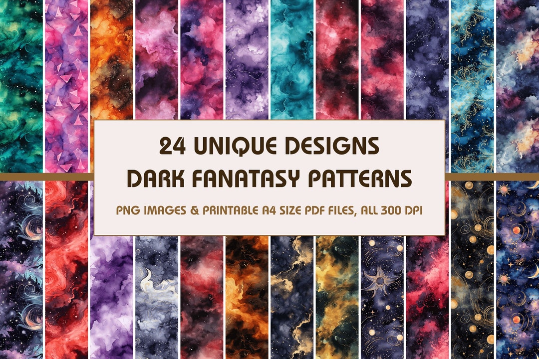 24 Dark Fantasy Patterns Dollhouse Wallpaper, Printable Wallpaper ...