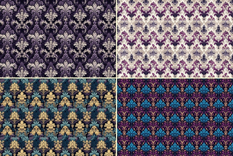 Damask Dollhouse Wallpaper: 24 Miniature Designs (printable PDF) - Etsy