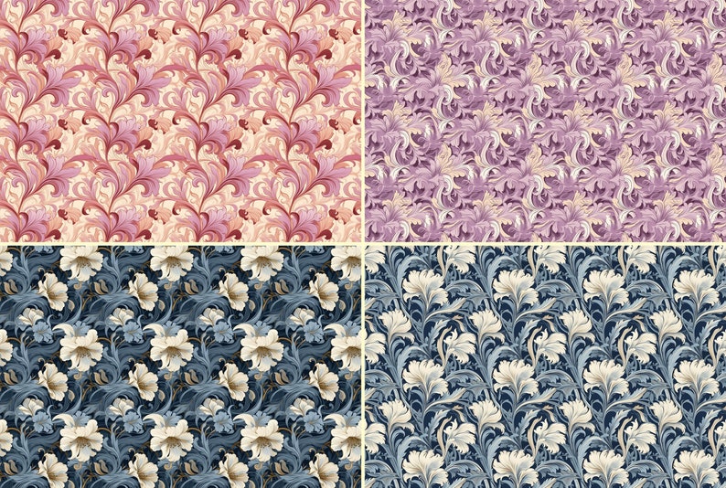 Muted Hues Dollhouse Wallpaper: 24 Floral Designs (digital Download) - Etsy