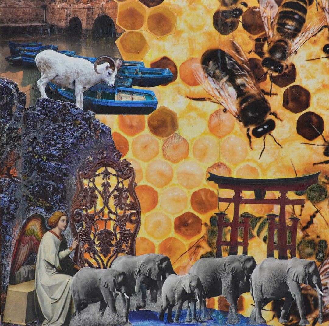 Collage Panel - 10"x10"x1.5" - 'work' - Etsy