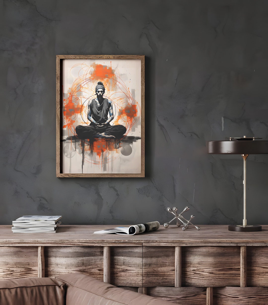 Modern Art Yoga Picture, Meditating Man, Yoga Print, Namaste, Yoga Art ...