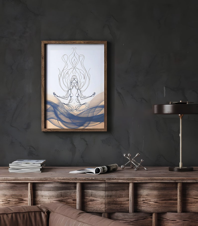 Line Art Yoga Meditation 3 Poster, Yoga Painting, Yoga Print, Namaste ...