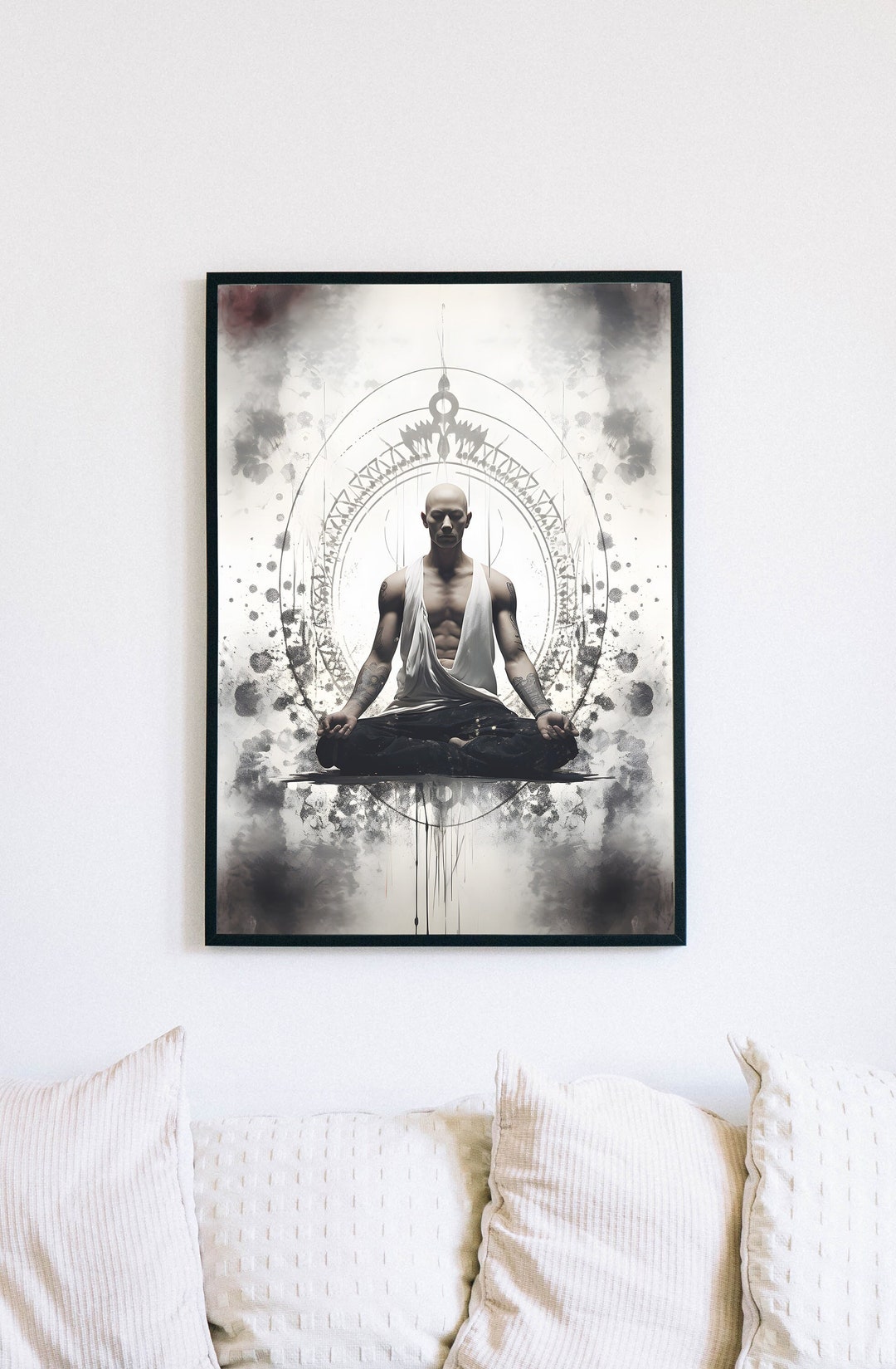 Man in Meditation, Yoga Poster, Yoga Illustration, Yoga Decoration, Zen ...