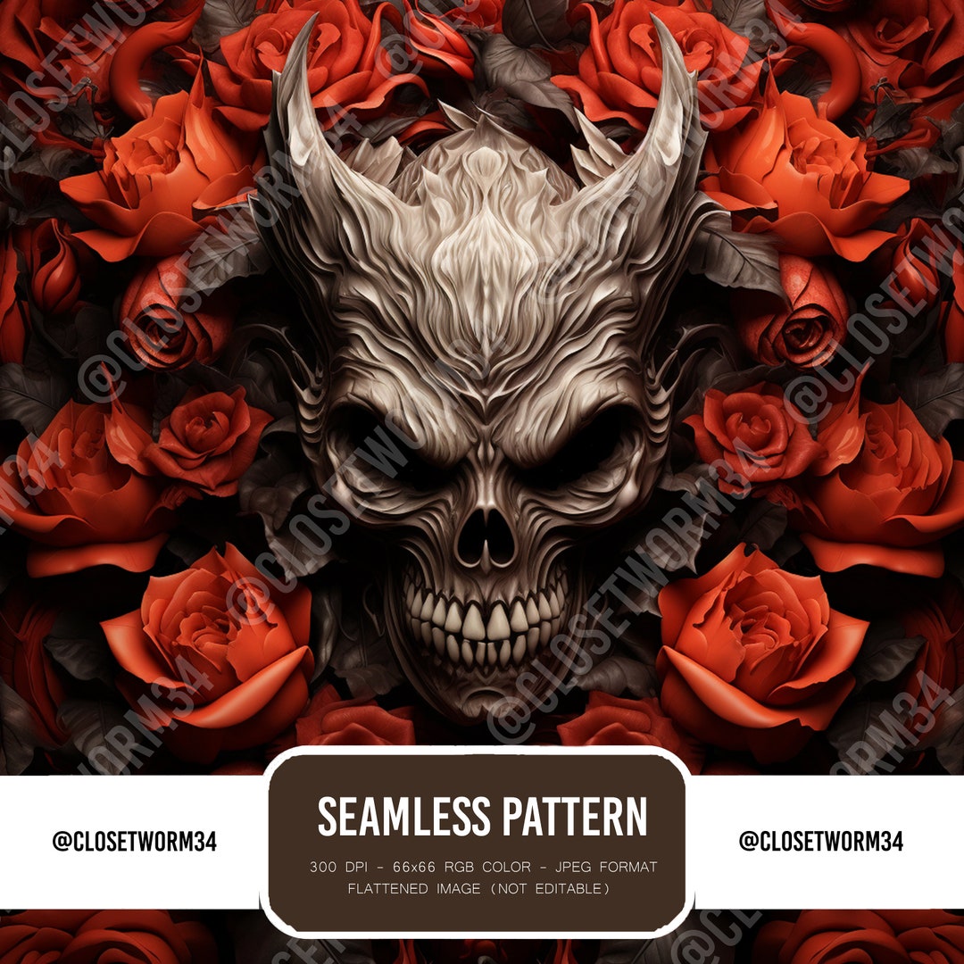 Clay Dark Devil Halloween Mask Seamless Pattern - Etsy