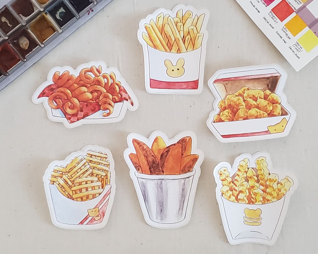 Watercolor Fries Sticker: Weatherproof Fast Food Decal - Etsy