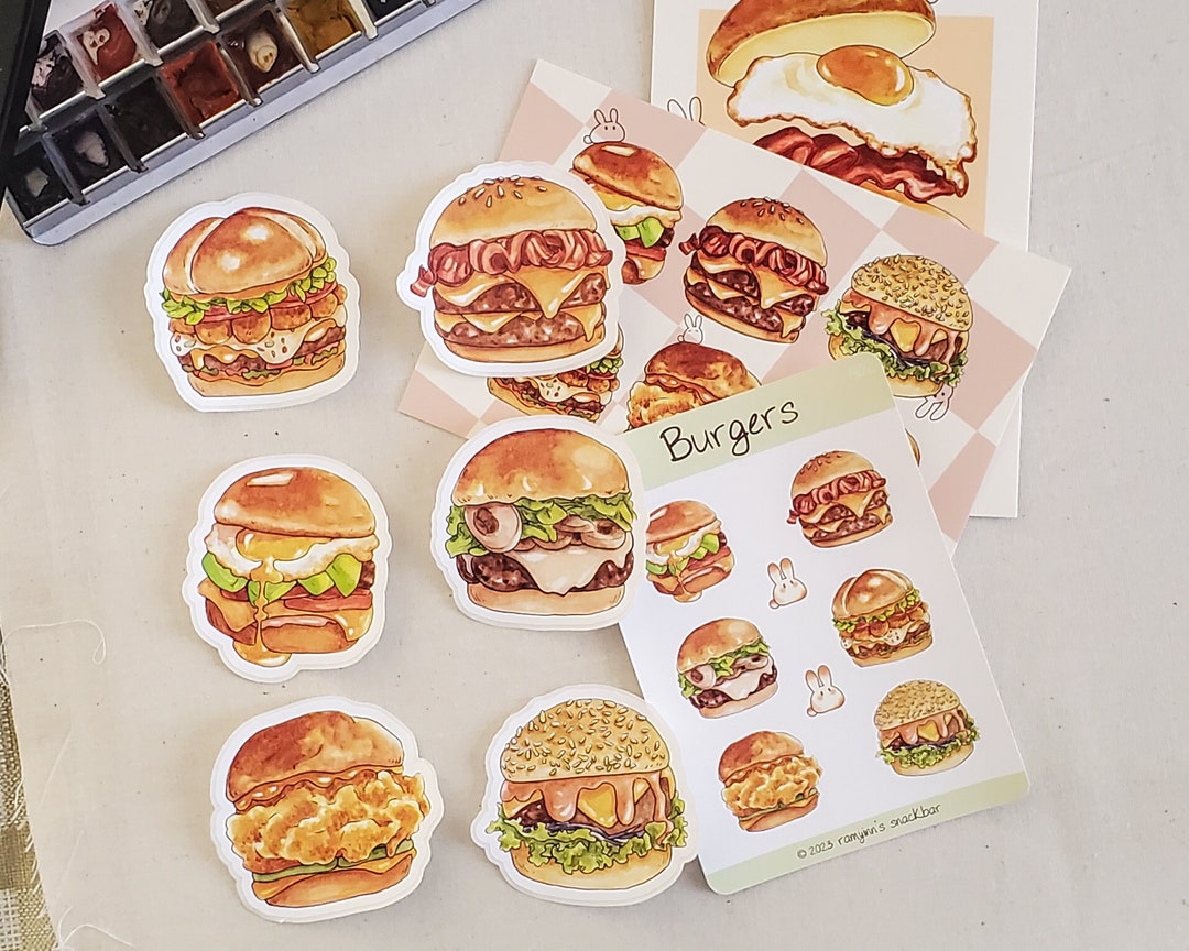 Burger Bundle / Food Sticker / Weatherproof Stickers / Planner ...