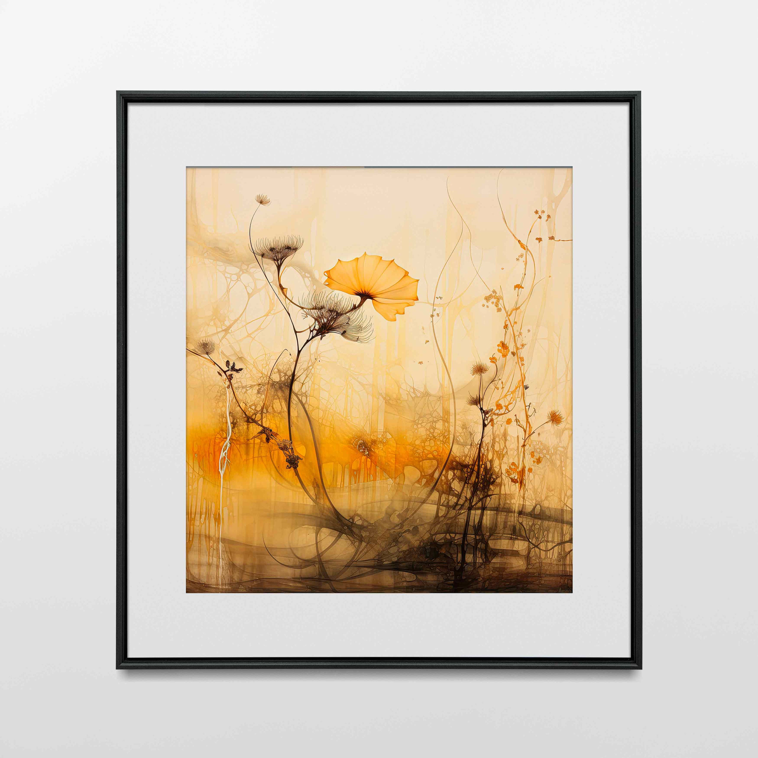 Delicate Japanese Vintage-style Printing, Gold Wall Art Deco Square ...