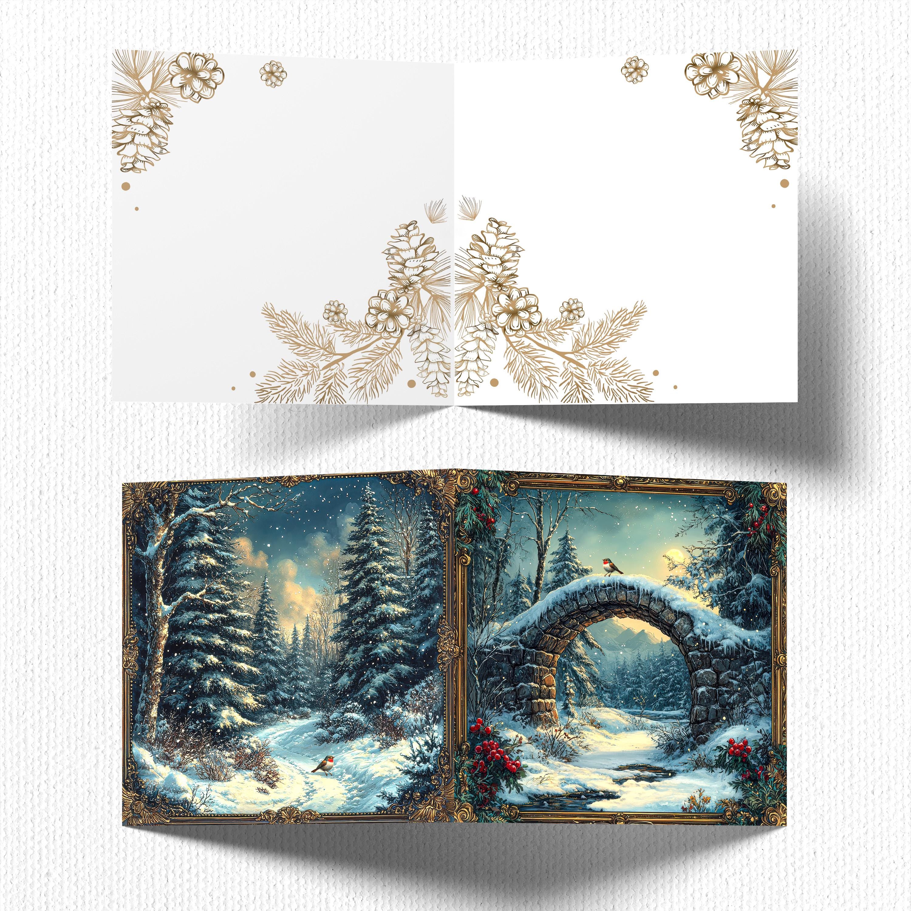 Personalized Enchanted Christmas Forest Robin Card, Winter Wonderland ...