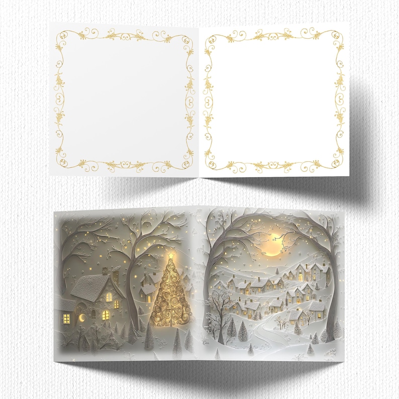 Personalised Christmas 2025 Gift, Snow Village Luxury Greeting Card ...