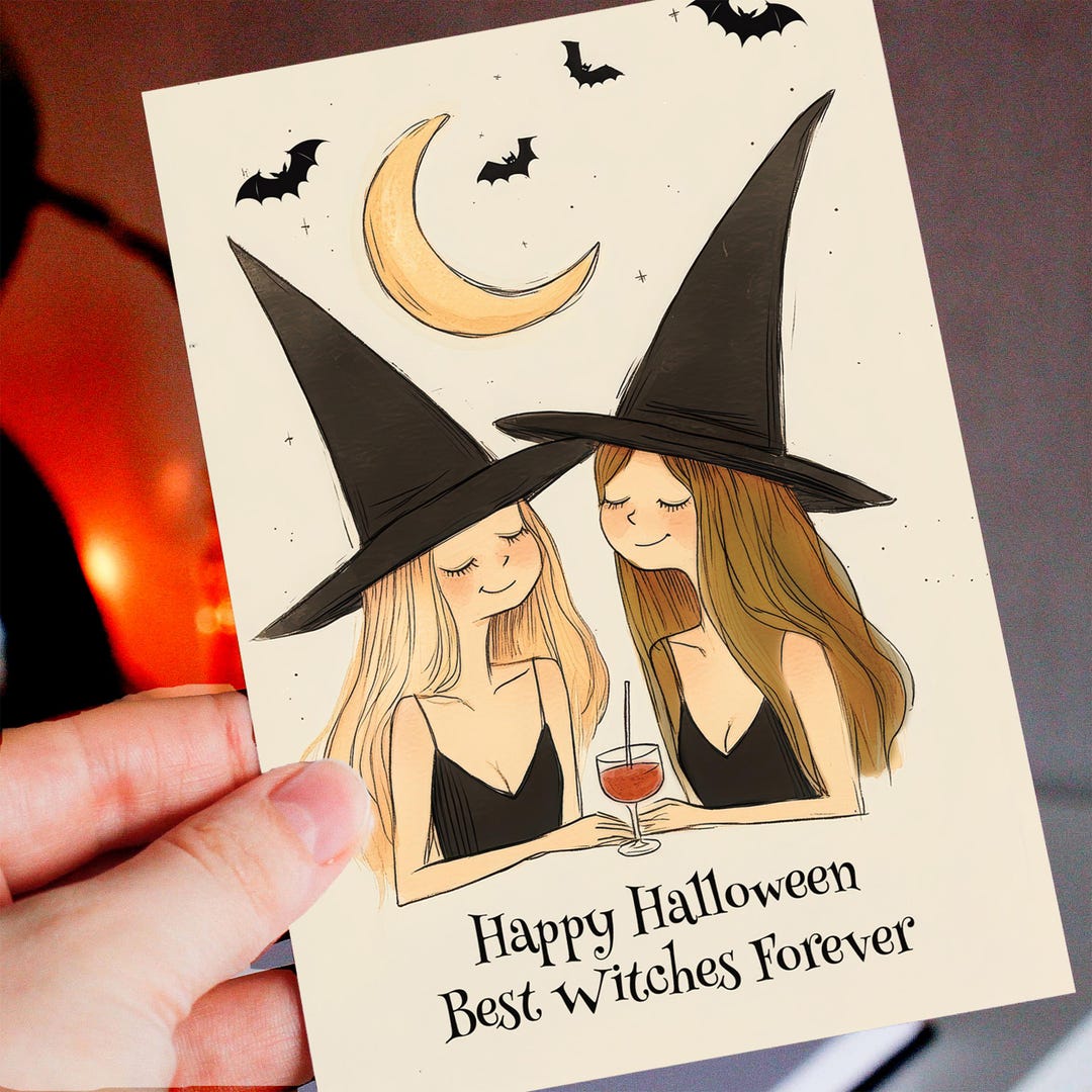 Best Witches Halloween Card for Best Friend, Funny Witches Sharing a ...