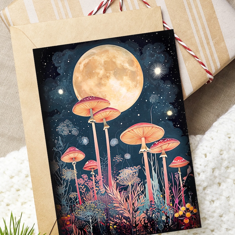 Magic Mushrooms Card, A5 Psychedelic Fungi Card for Any Occasion ...