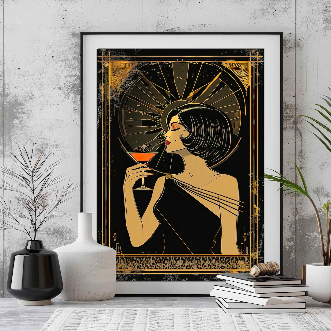 Vintage Style Dressing Room 1920 Decor, Art Deco Lady Powder Room Wall ...