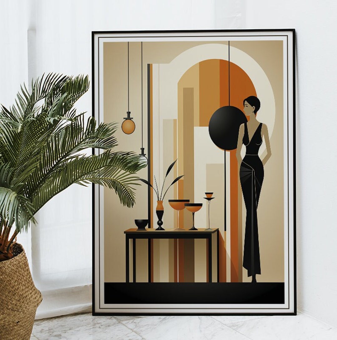 Art Deco Powder Room Wall Art Vintage Bathroom Decor Retro - Etsy