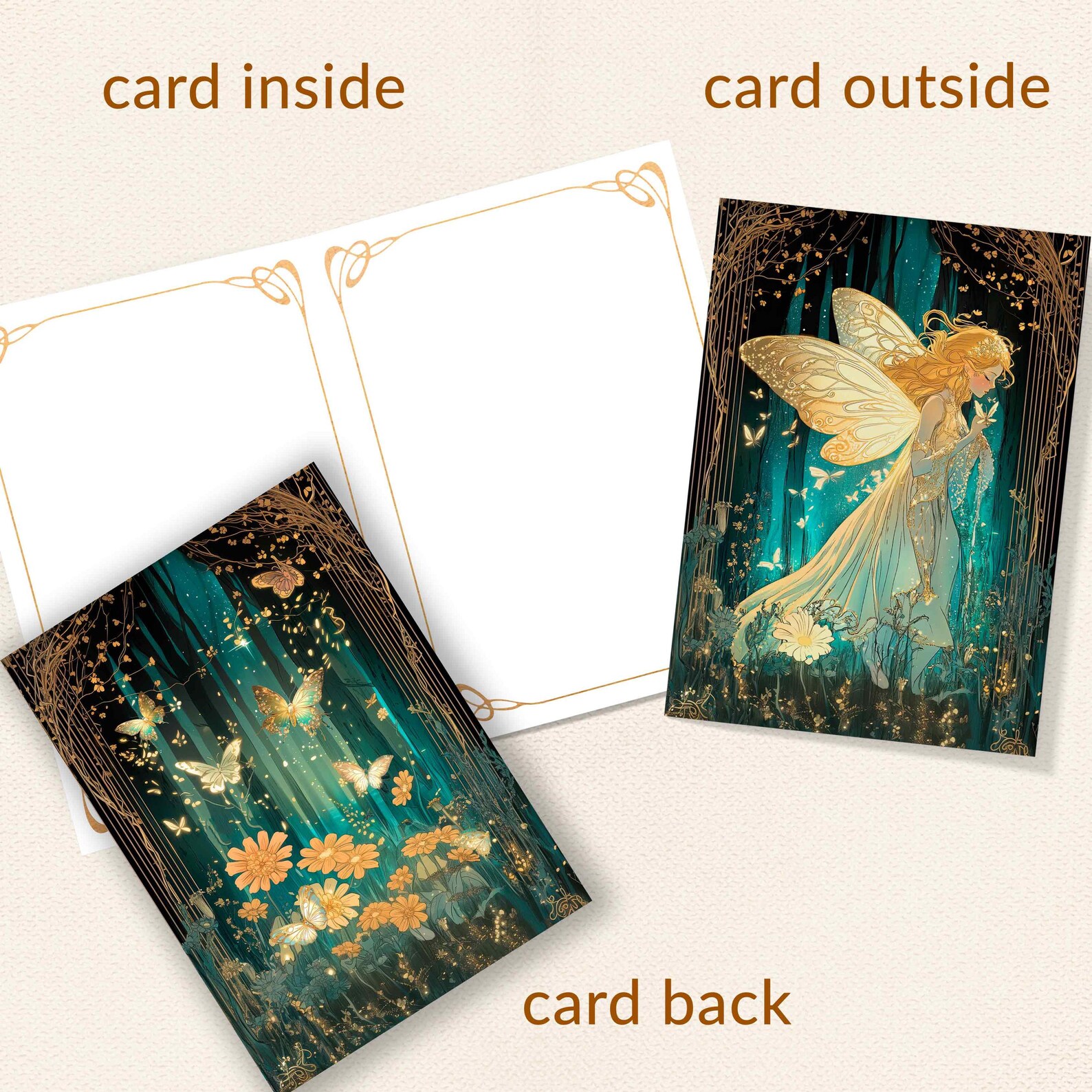 Golden-haired Fairy in Magic Woods, Fairy in Gold & Teal Enchanted ...