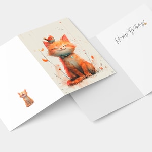 Customisable Ginger Cat Birthday Card Gift for Cat Parents or Cat ...