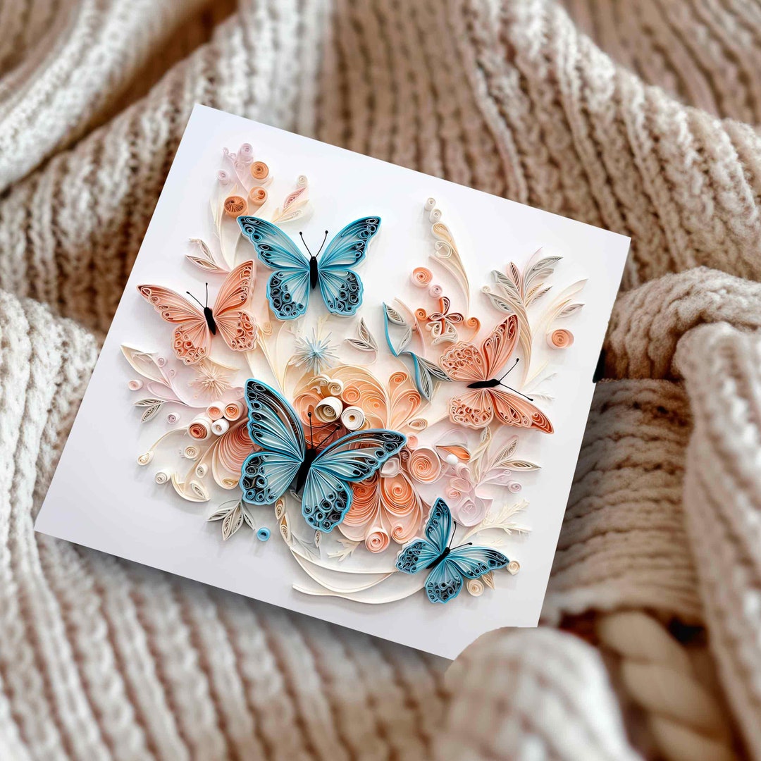 Butterflies Birthday Card, Greeting Card 2D Card With 3D Effect Printed ...