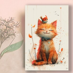 Customisable Ginger Cat Birthday Card Gift for Cat Parents or Cat ...