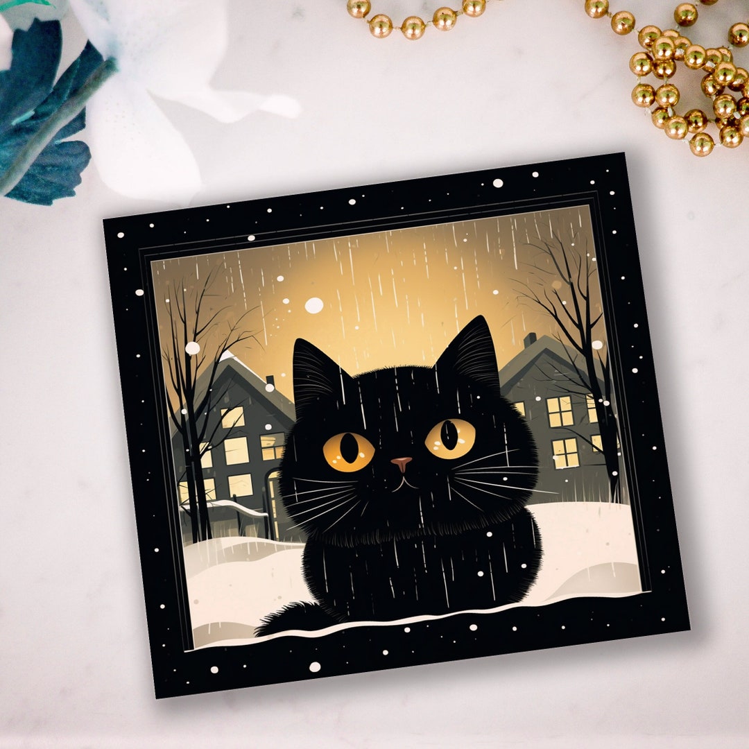 Extremely Miserable & Grumpy Black Cat Card for Cat Parents or Cat ...