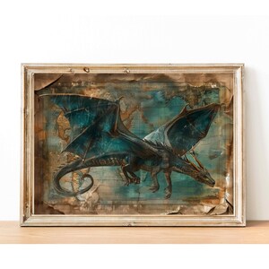 Dragon Illustration Drawing Poster Fantasy Art Print, Large Dragon ...