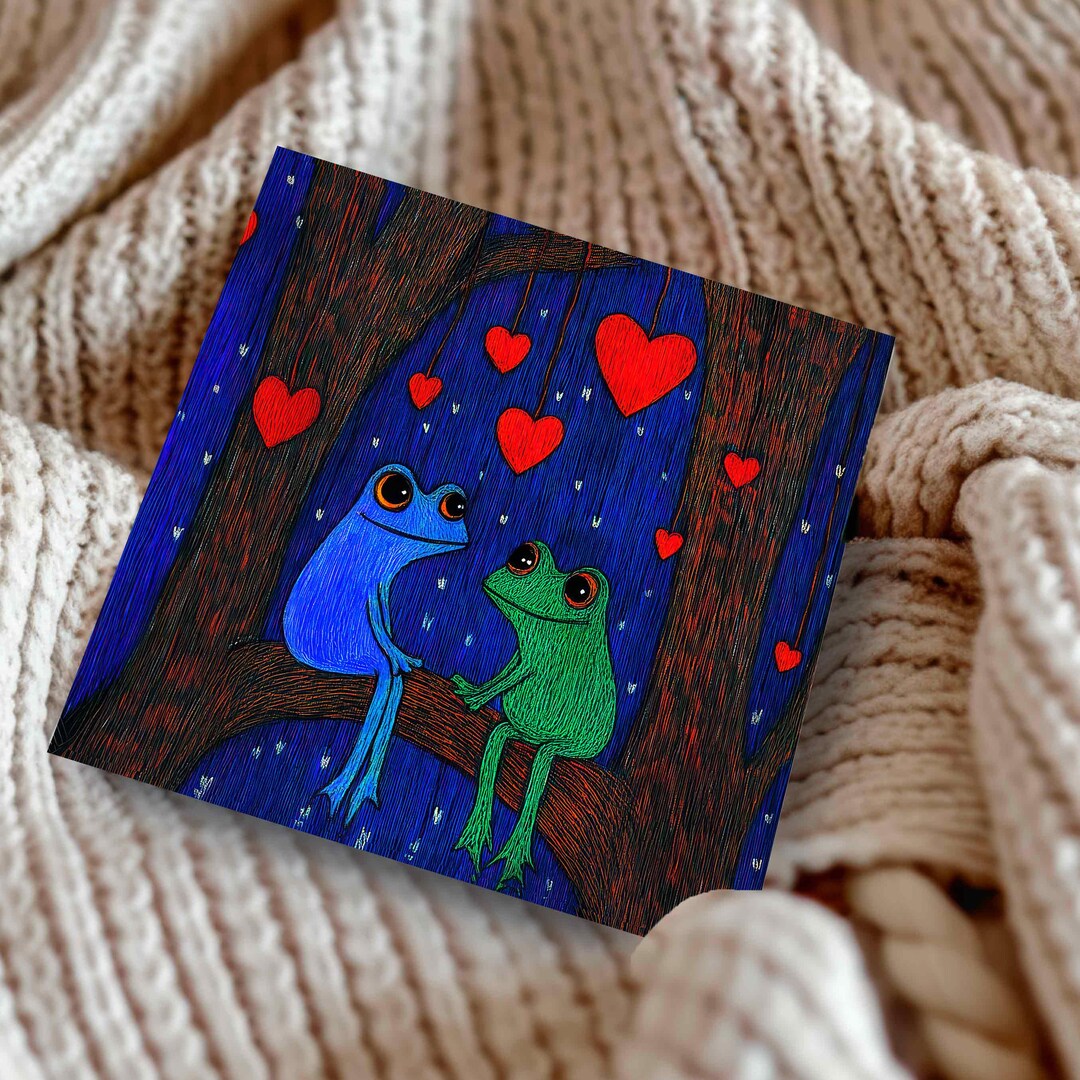 Cute Amphibian Illustrated Greeting Card for Valentine's Anniversary ...