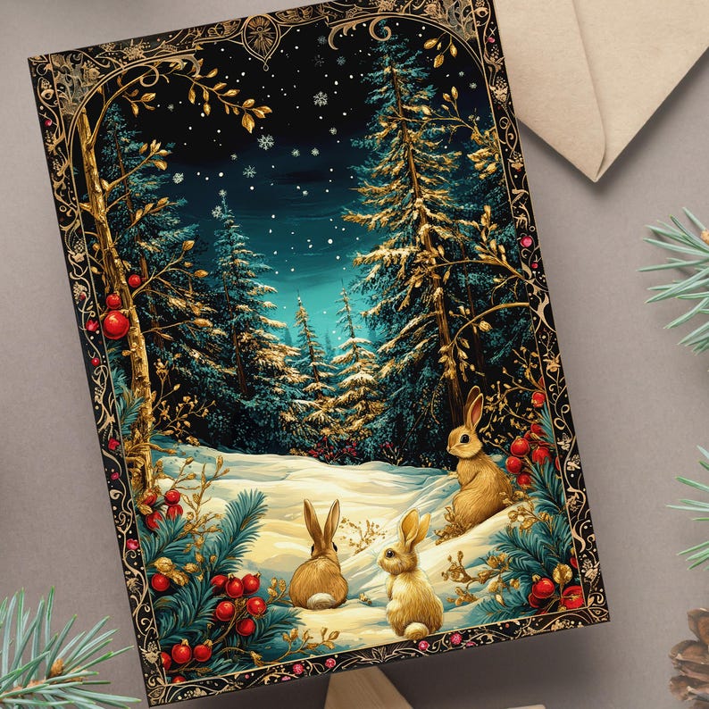 Woodland Christmas Greeting Forest Winter Cards, Magical Wonderland ...