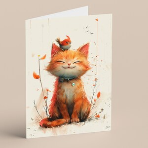 Customisable Ginger Cat Birthday Card Gift for Cat Parents or Cat ...
