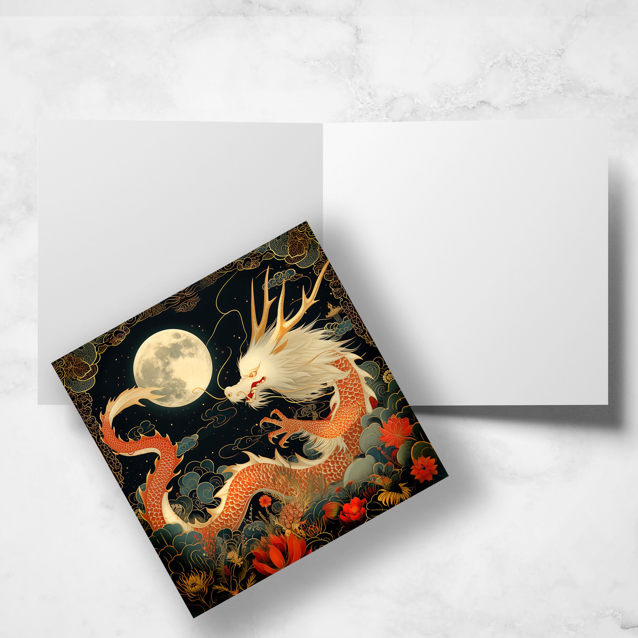 Chinese New Year of the Wood Dragon Card, Personalised Card, Gold ...