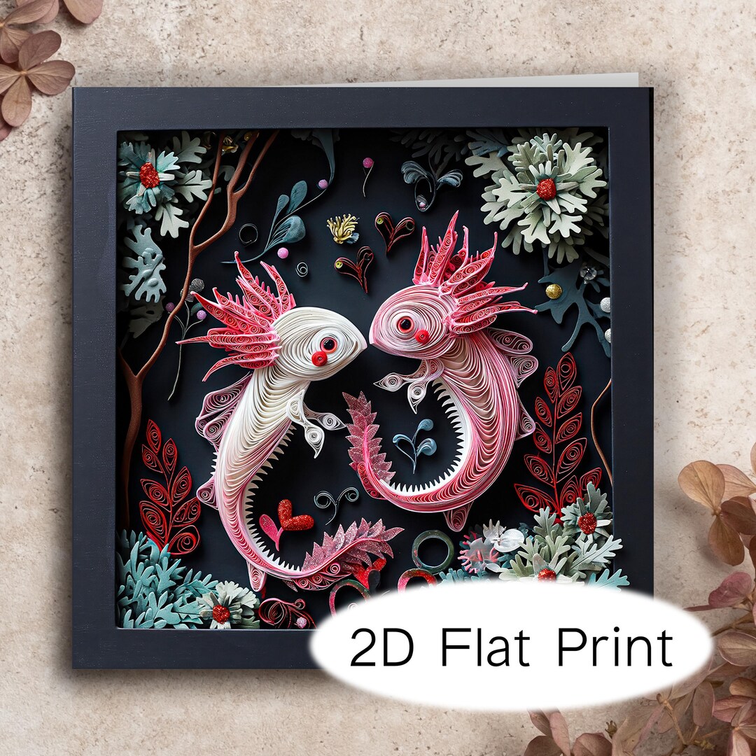 Axolotls in Love Greeting Card, Funny Cute Couple Gift, Personalised ...