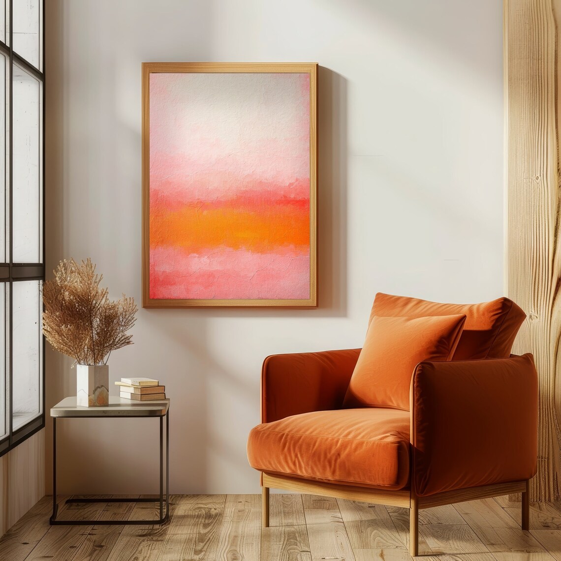 Mark Rothko Style Pink and Orange Abstract Print, Large Orange Wall Art ...