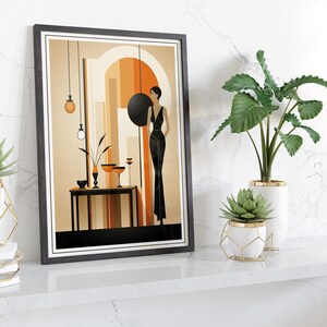 Art Deco Powder Room Wall Art | Vintage Style Bathroom Decor | Retro ...