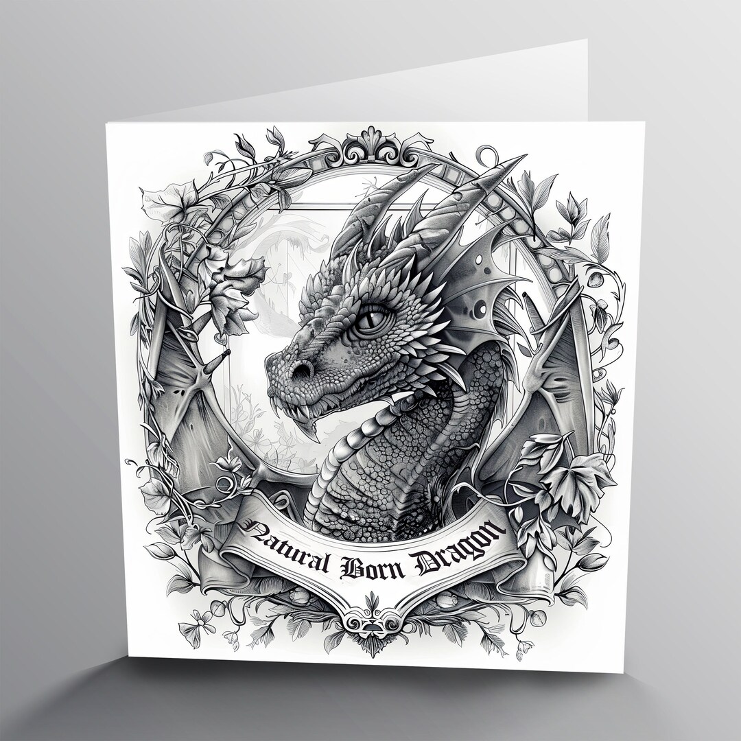 Natural Born Dragon Card Birthday Gift for Dragon Lovers Boyfriend Wife ...