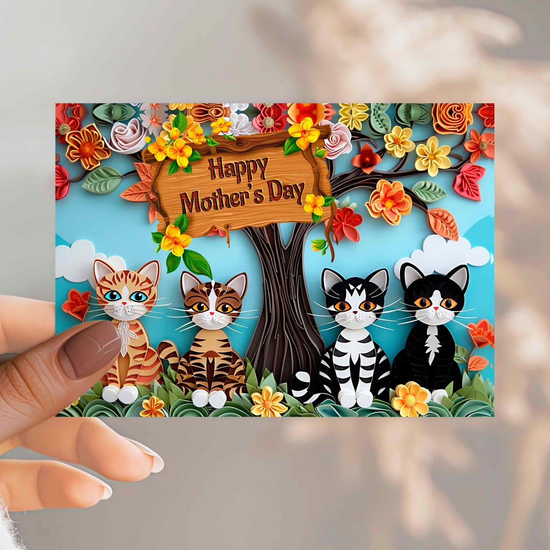 Personalized Mother's Day Card From Daughter, Custom Cat Mom Greeting ...