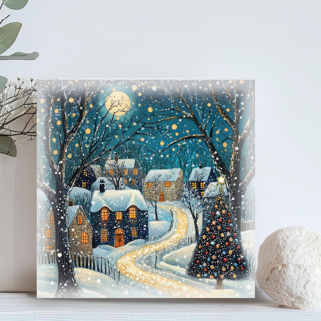 Personalised Christmas Card, Illustrated English Village With Christmas ...