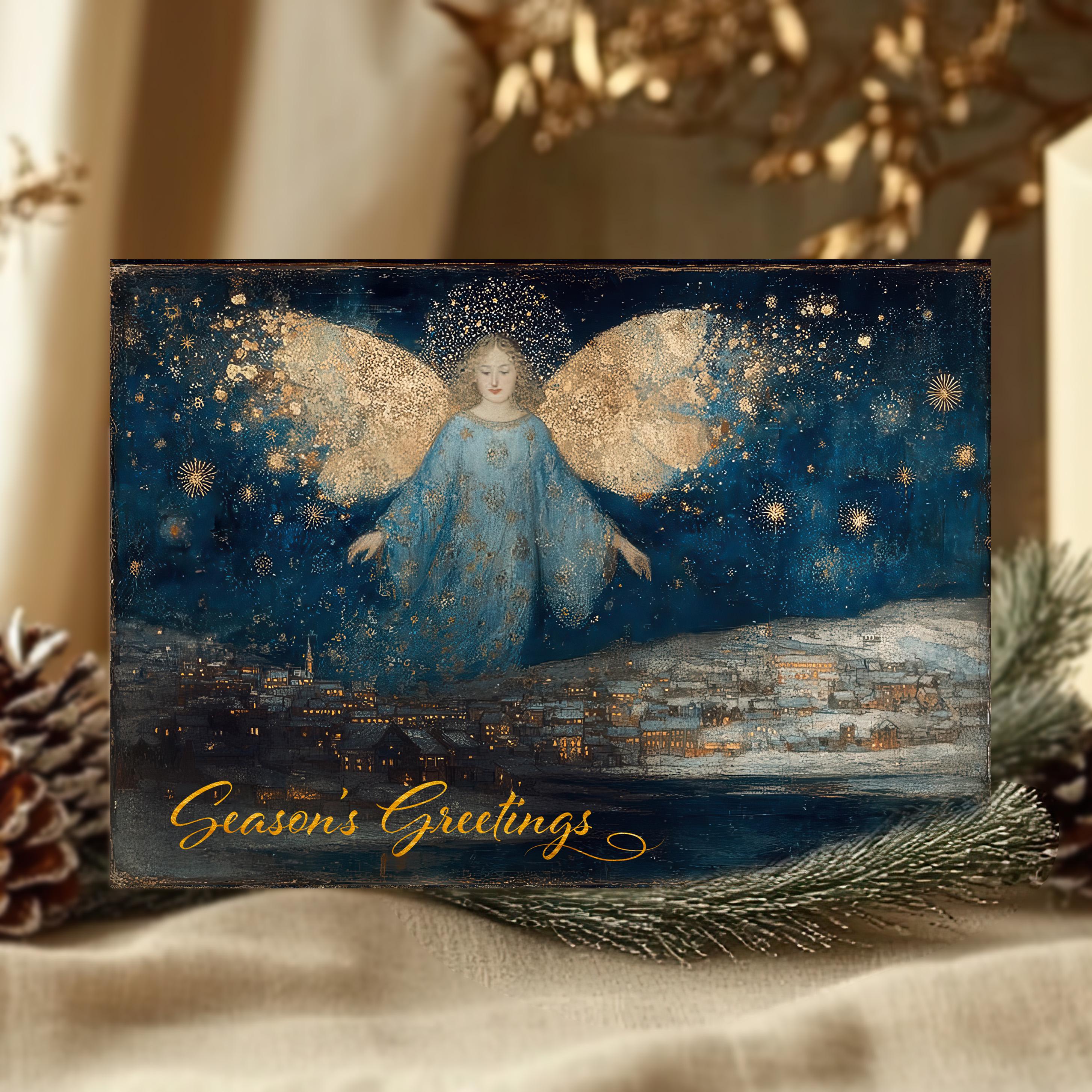 Angel Christmas Card, Magical Winter Village, Christian & Traditional ...