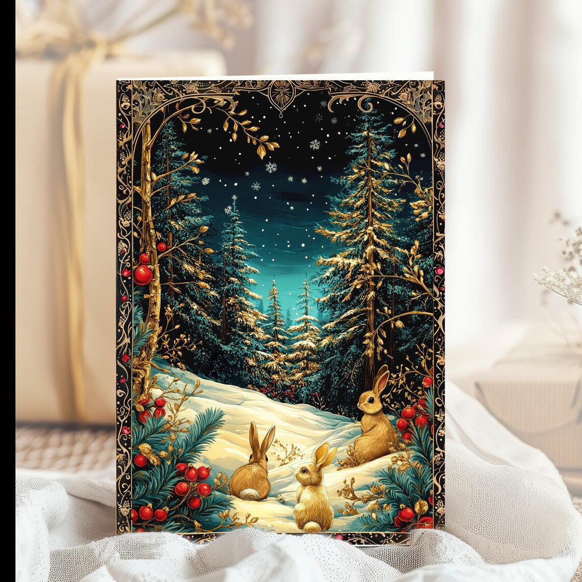 Woodland Christmas Greeting Forest Winter Cards, Magical Wonderland ...