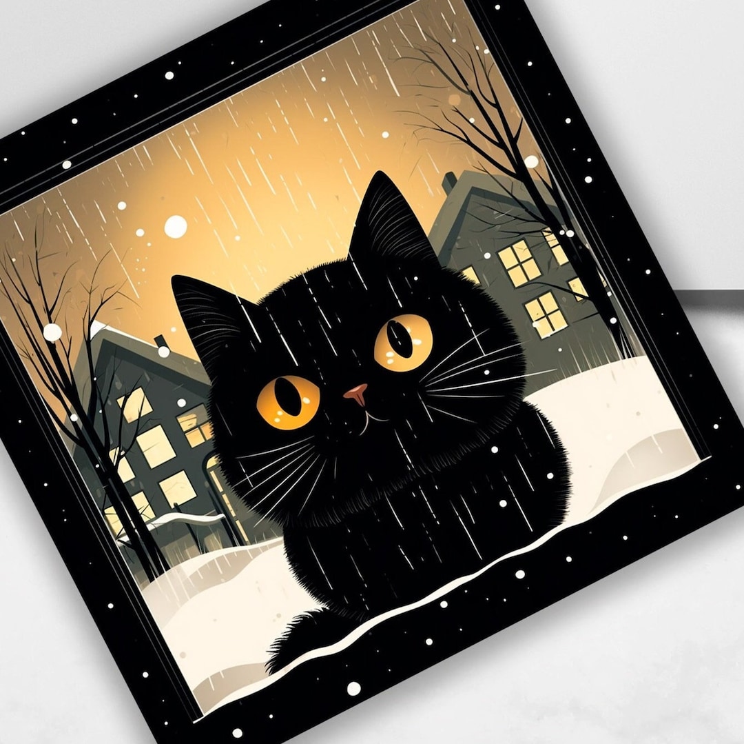 Extremely Miserable & Grumpy Black Cat - Card for Cat Parents or Cat ...