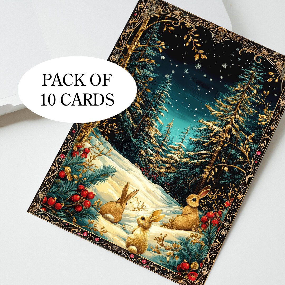 10 Luxury Woodland Christmas Multipack Winter Cards, Multipack Magical ...