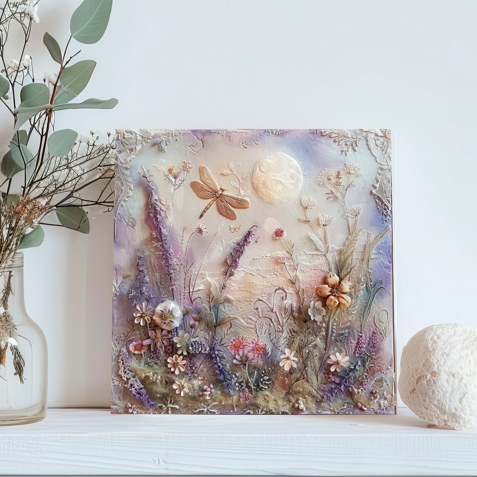 Personalised Floral Dragonfly Decoupage Vintage Style Card Mother's Day ...