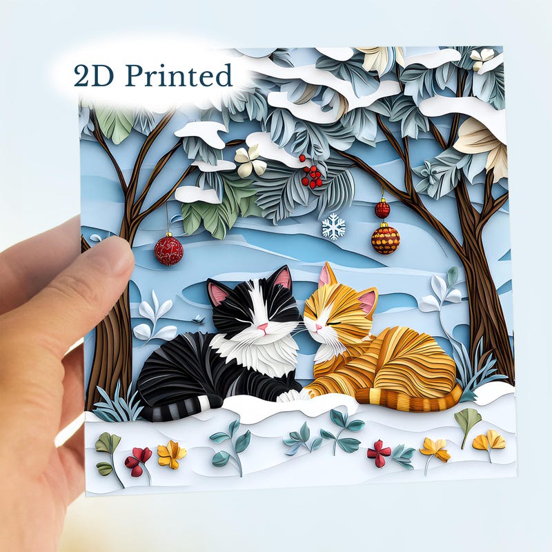 Cats at Christmas Card - Etsy UK