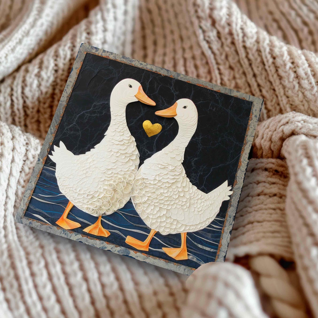 Personalised Valentine's Romantic Ducks in Love Card, Pair of Ducks ...