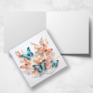 Butterflies Birthday Card, Greeting Card 2D Card With 3D Effect Printed ...