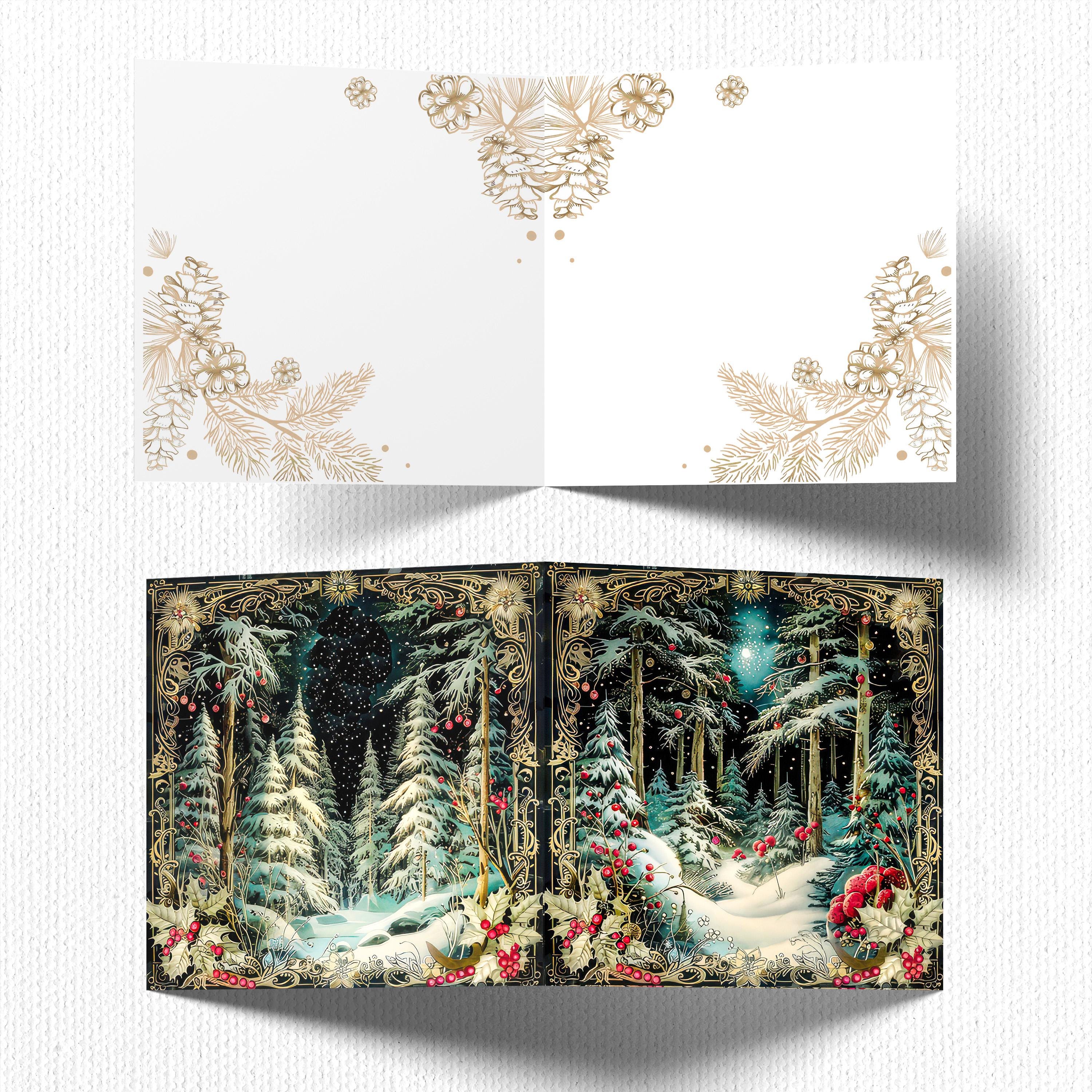 Personalized Enchanted Christmas Forest Card, Winter Wonderland Holiday ...