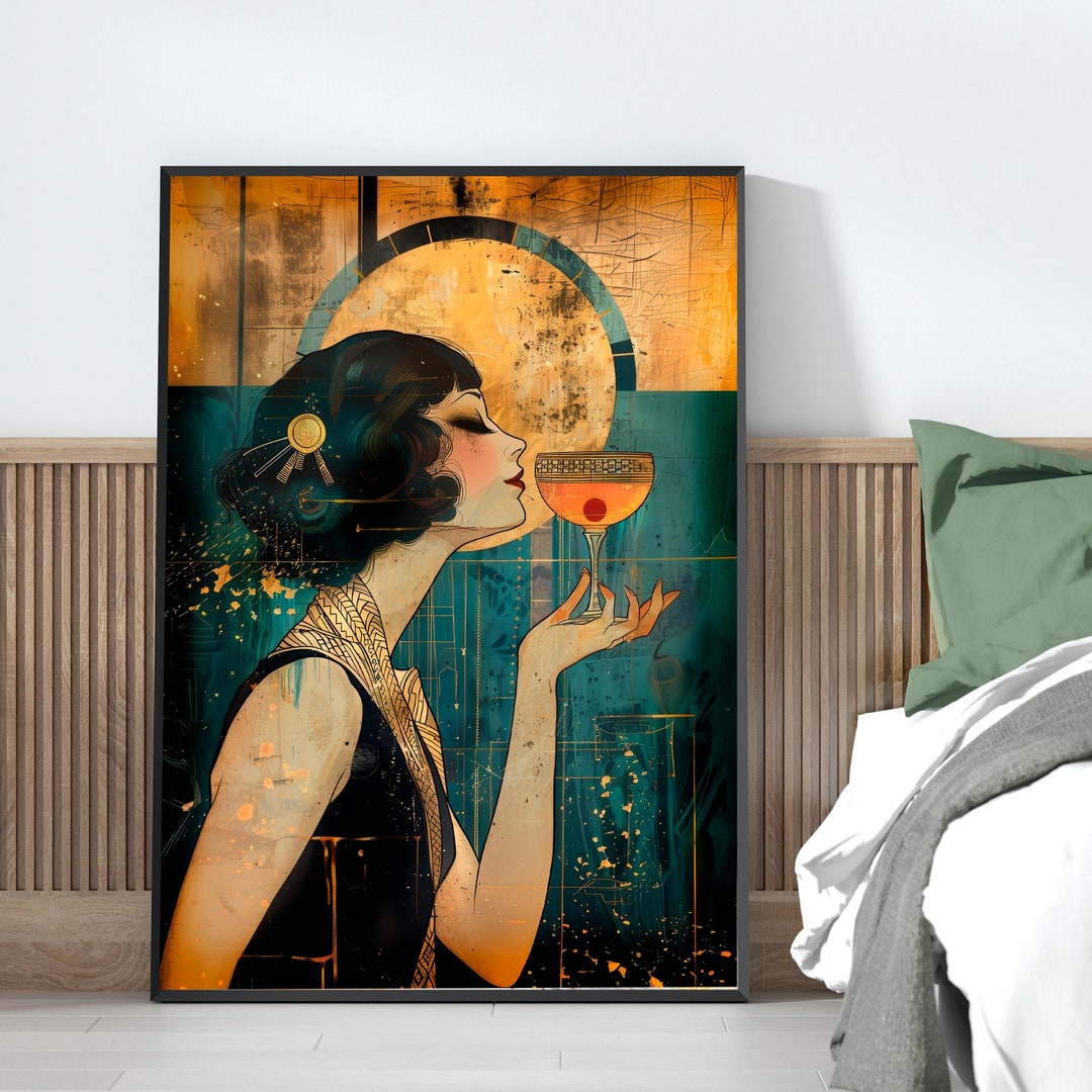 Framed Large Art Deco Wall Art Retro Lovers Gift, Dressing Room Vintage ...