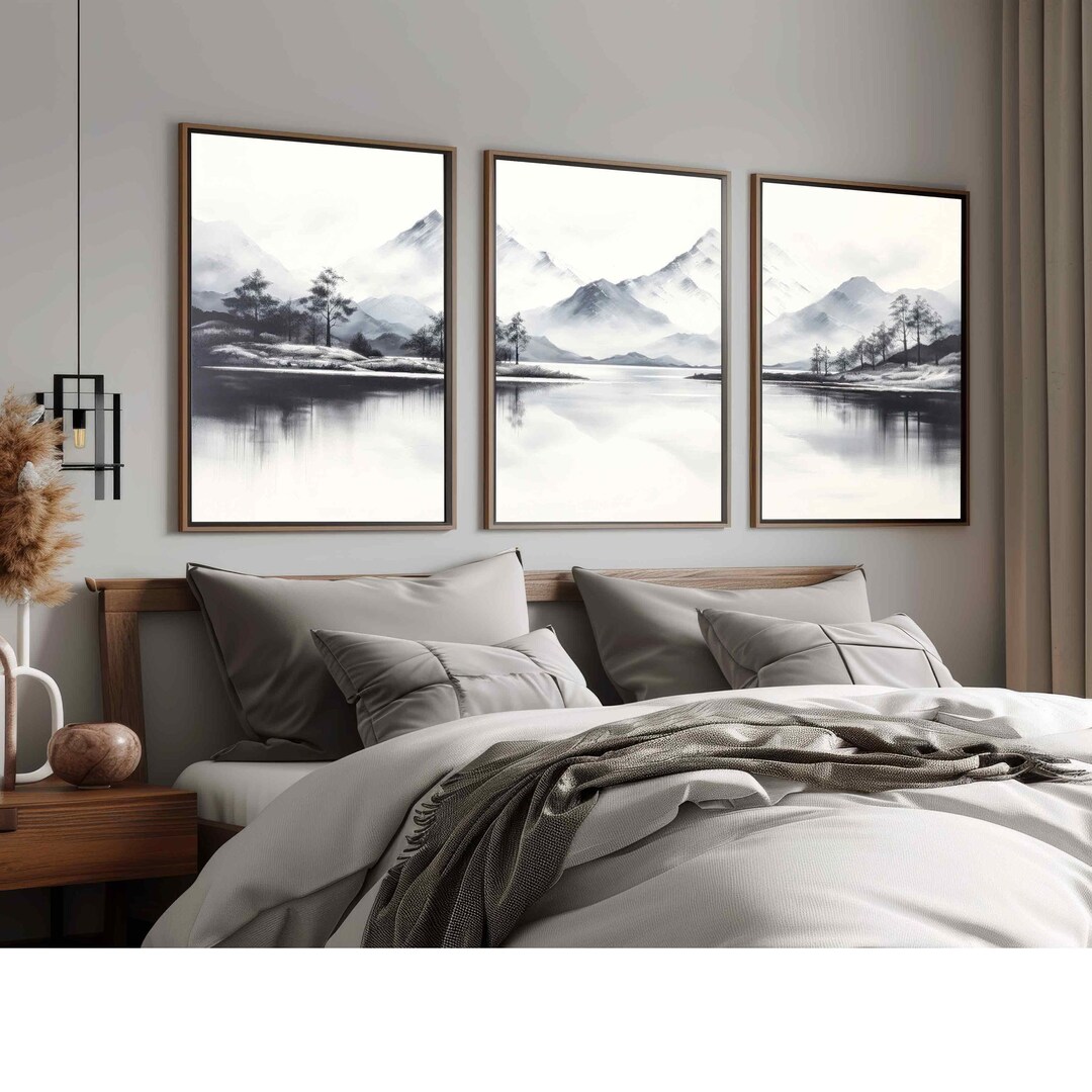 Ready to Hang Framed Triptych Mountain Fine Wall Art, Set of 3 Art ...