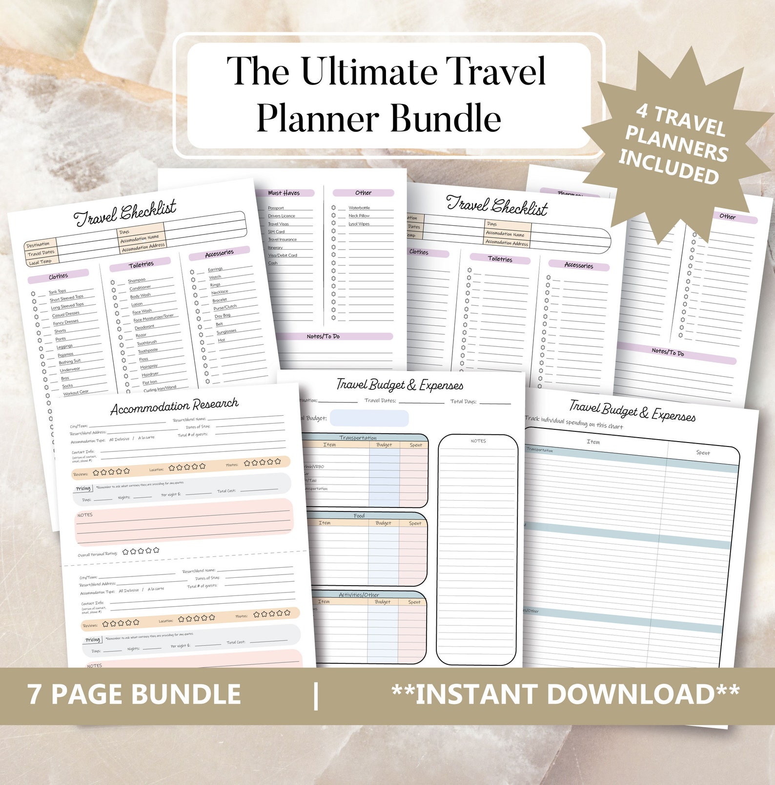 Group Travel Planner Template Printable Trip Planner Digital Travel ...