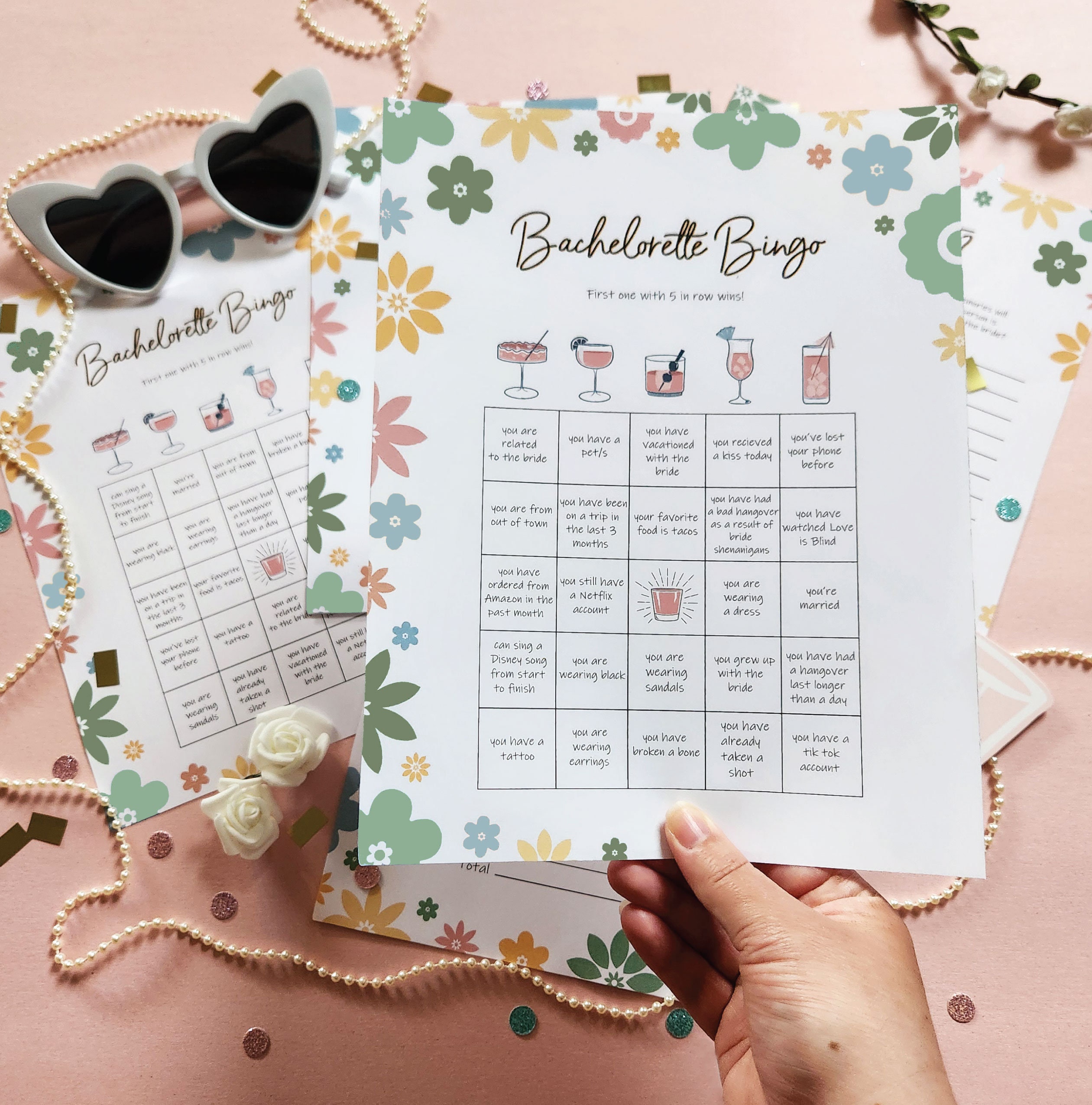 Bachelorette Bingo Game Floral Hen Bingo Game Clean Bridal Shower ...