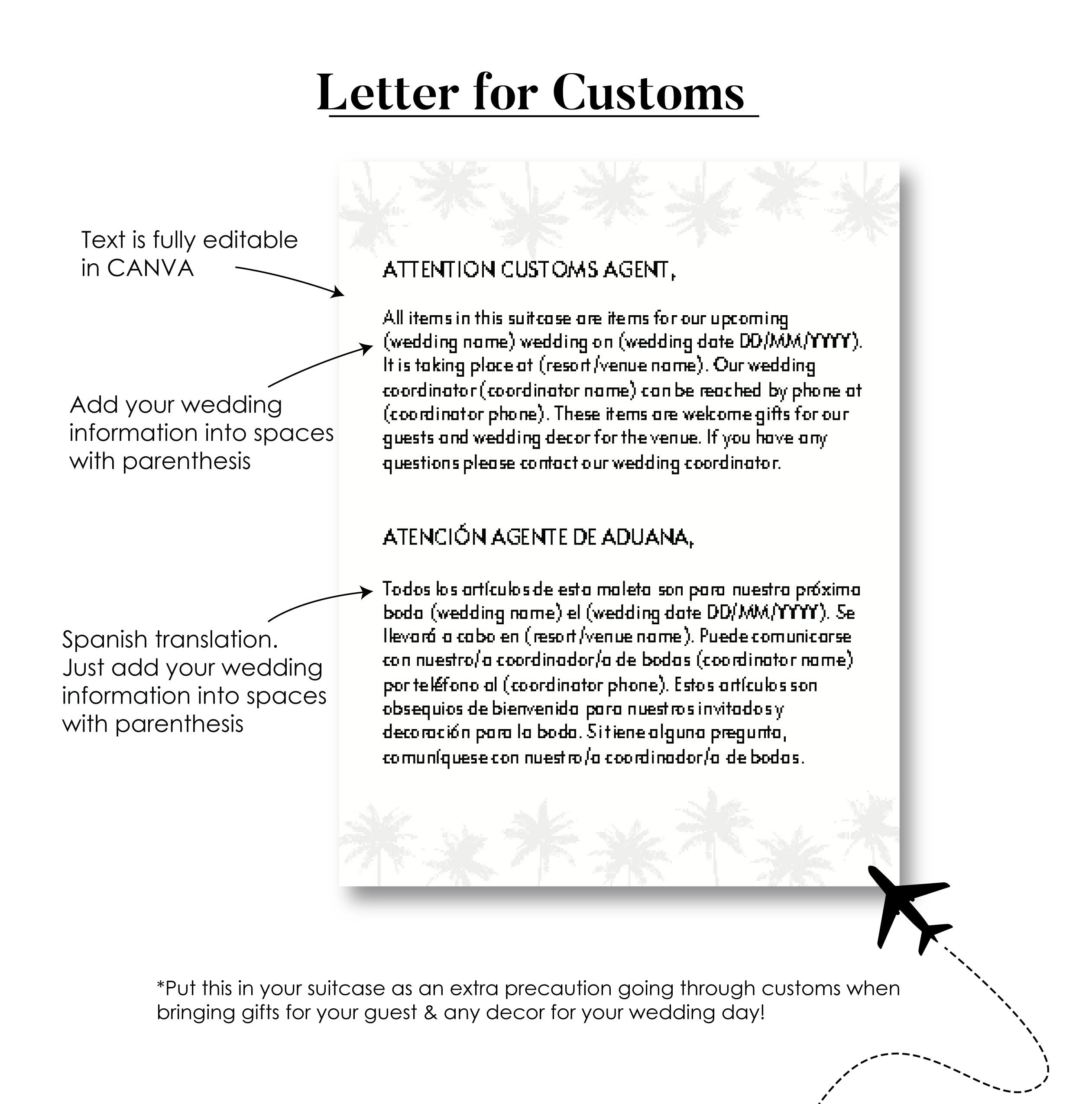 Mexico Customs Letter for Suitcase Letter Template Canva Printable Pdf ...