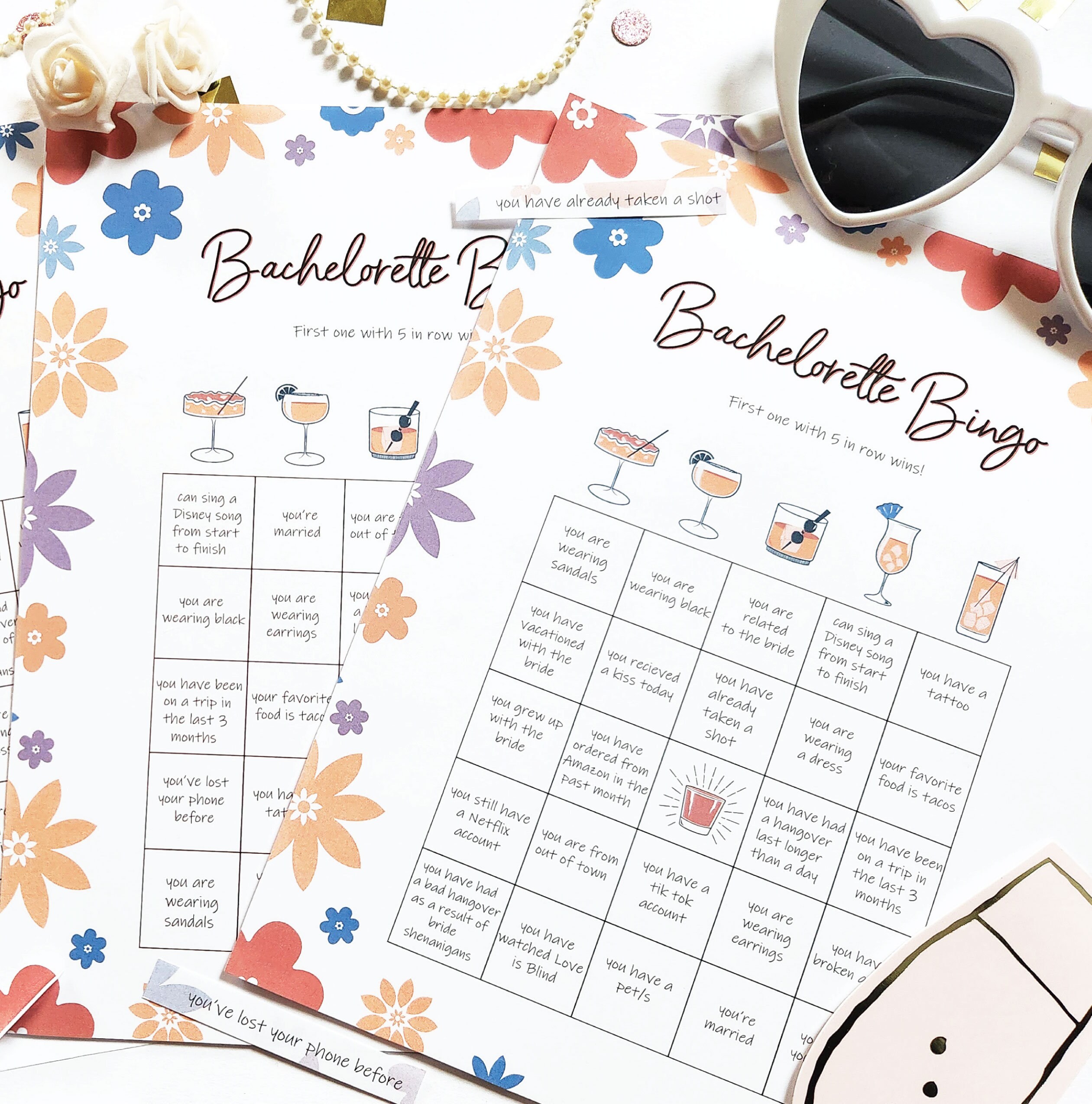 Hen Party Bingo Clean Bridal Shower Bingo Floral Bachelorette Party 4789