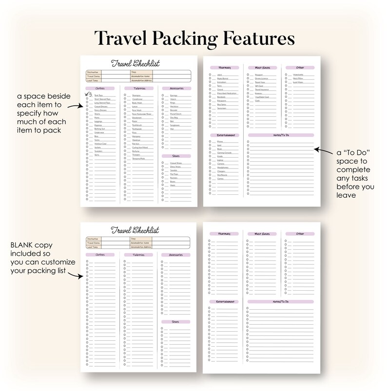 Vacation Planner Template Bundle Group Trip Planner Travel Packing List ...